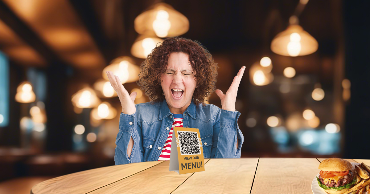 Boomer Yells at Restaurant Table's QR Code for More Ranch Dressing
