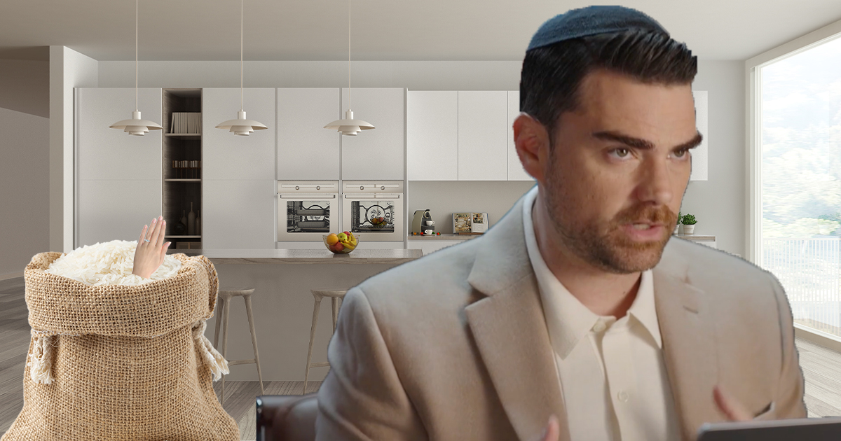 Panicked Ben Shapiro Puts Wet Wife into Big Bag of Rice